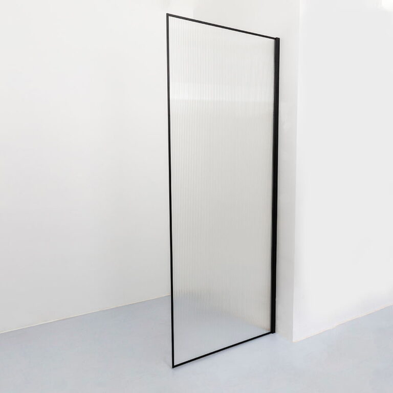 Fixed French Shower Screens Printed Black Patterns - Apis Glass