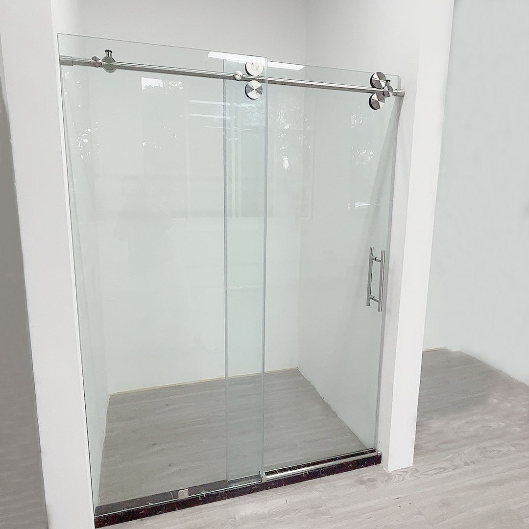 Soft Close Frameless Double Sliding Shower Doors AS-8855D - Apis Glass