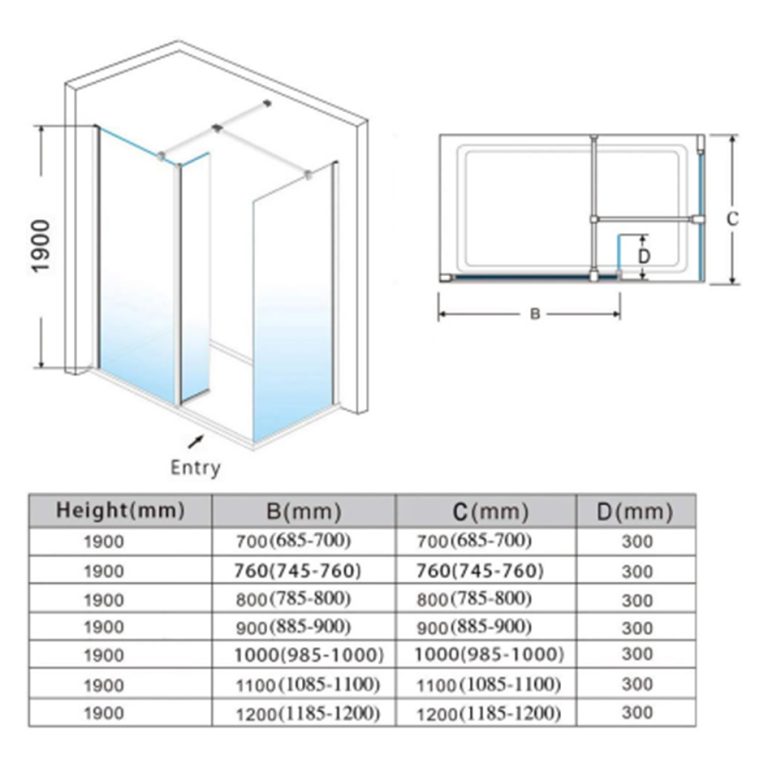 Walk in Fixed Shower Door - Apis Glass